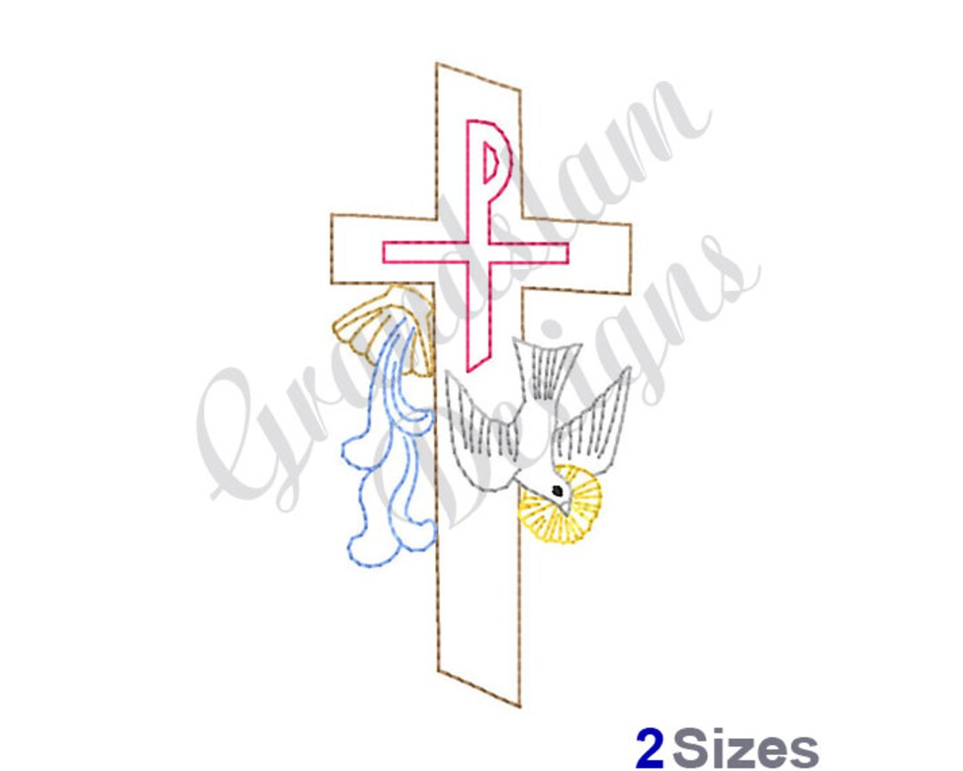 Baptism Cross Redwork - Machine Embroidery Design, Embroidery Designs ...