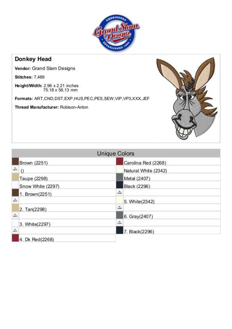 Donkey Head - Machine Embroidery Design, Embroidery Designs, Machine ...