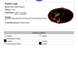 Panther Logo - Machine Embroidery Design - Etsy