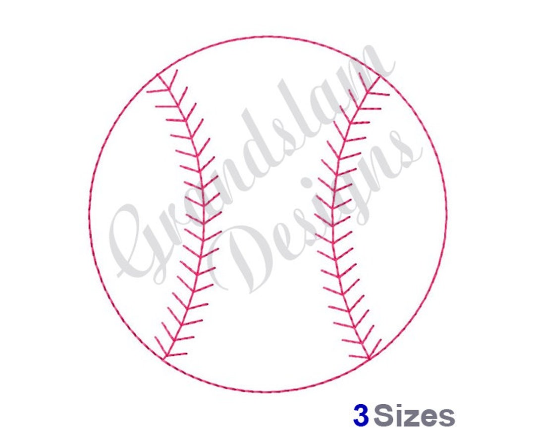 Baseball Outline Redwork Run Stitch- Machine Embroidery Design ...