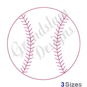 Baseball Outline Redwork Run Stitch- Machine Embroidery Design ...