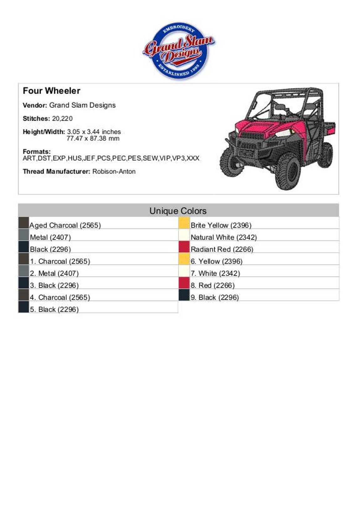 Razor UTV - Machine Embroidery Design, Embroidery Designs, Machine ...