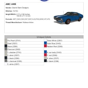 Amc Amx Muscle Car - Machine Embroidery Design, Embroidery Designs ...