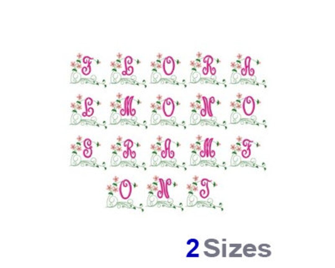 Floral Monogram Embroidery Font Set - Sweetheart Machine Embroidery ...