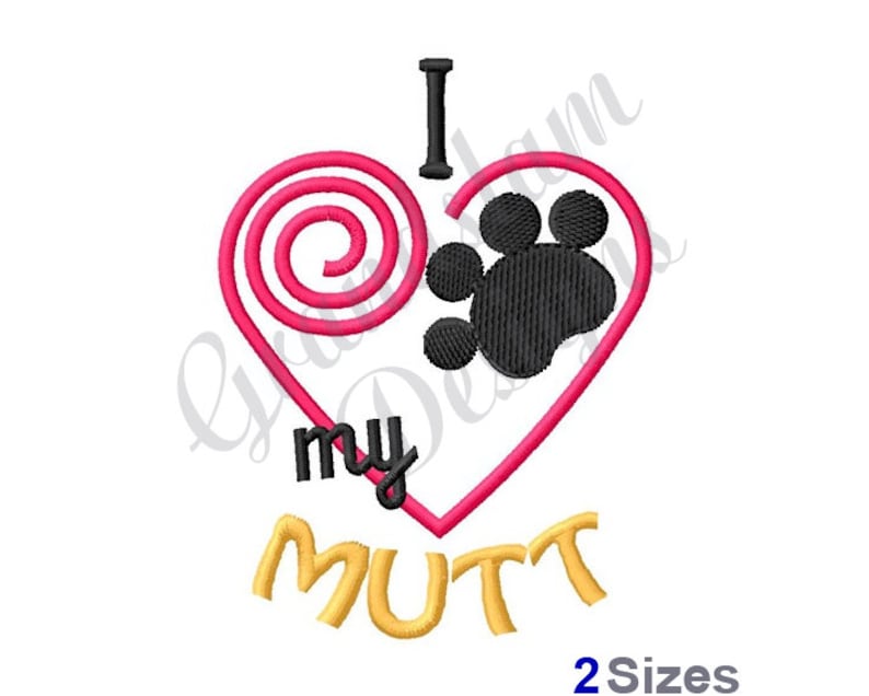 Love My Mutt Dog machine Embroidery Design Embroidery - Etsy