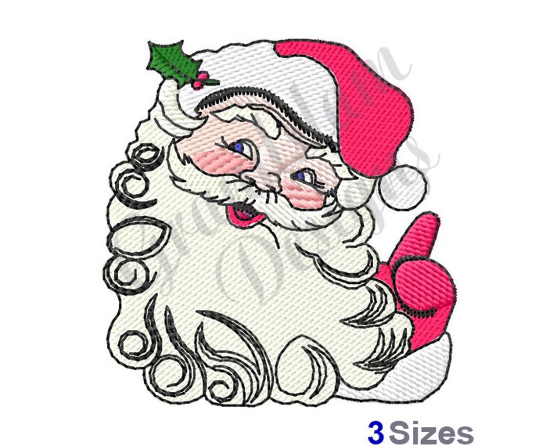Santa Face - Machine Embroidery Design, Embroidery Designs, Machine ...
