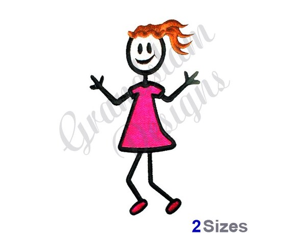 Cute Stick Girl Pattern Happy Girl Embroidery Design Stick Girl Pattern ...