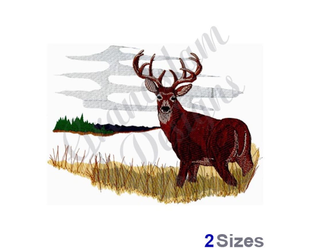 Whitetail Deer Scene - Machine Embroidery Design, Embroidery Designs ...