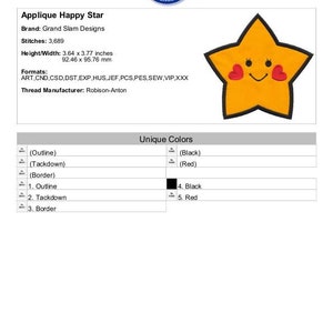 Applique Happy Star Machine Embroidery Design (instant Download) - Etsy