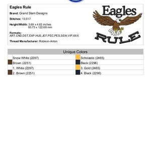 Eagles Rule - Machine Embroidery Design, Embroidery Designs, Machine ...