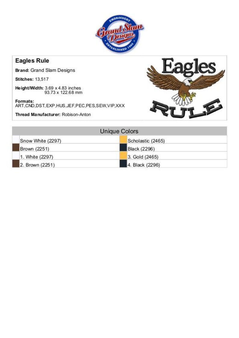 Eagles Rule - Machine Embroidery Design, Embroidery Designs, Machine ...