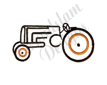 Old Tractor - Machine Embroidery Design, Tractor Outline Embroidery ...