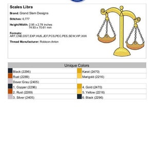 Weighing Scales Libra - Machine Embroidery Design - Etsy