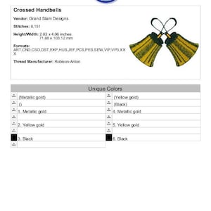 Crossed Handbells Machine Embroidery Design, Embroidery Designs ...