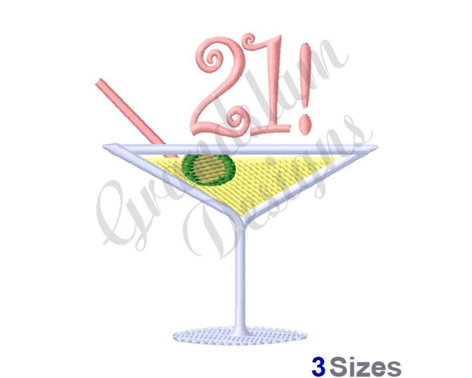 21st Birthday Martini Machine Embroidery Design, Embroidery Designs ...