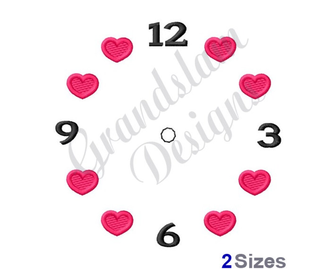 Heart Clock Face Machine Embroidery Design, Embroidery Designs, Machine ...