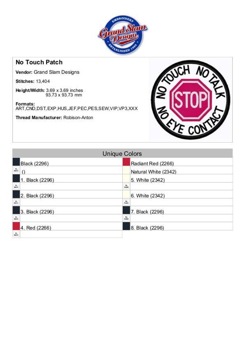 No Touch Patch Machine Embroidery Design Embroidery | Etsy