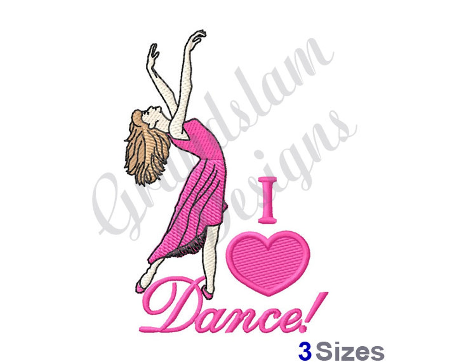 I Love Dance Machine Embroidery Design Embroidery Designs - Etsy