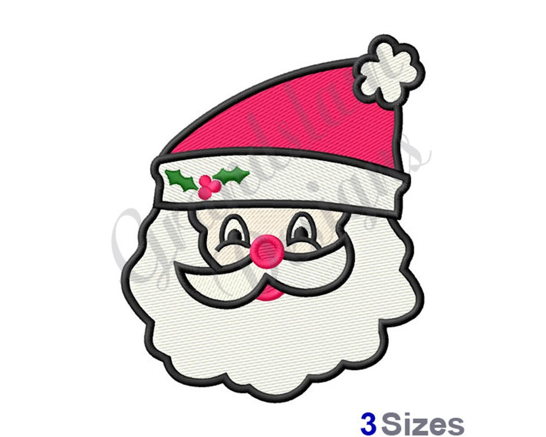 Santa Face Embroidery Design - Christmas Machine Embroidery (instant ...