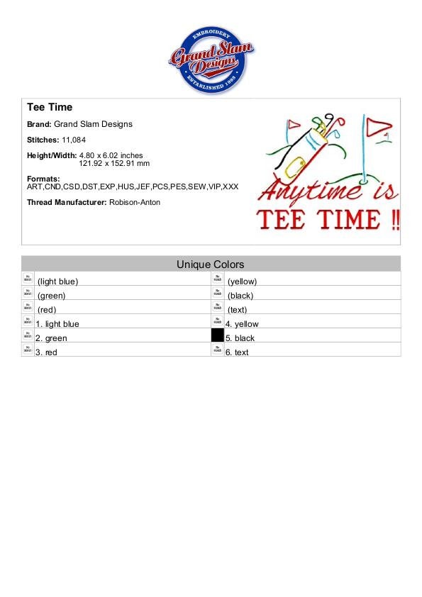 Tee Time Machine Embroidery Design | Etsy