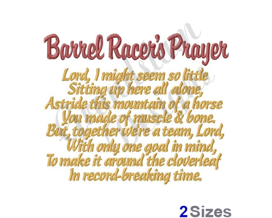Barrel Race Prayer - Machine Embroidery Design - Etsy