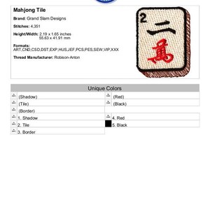 Mahjong Tile - Machine Embroidery Design - Etsy