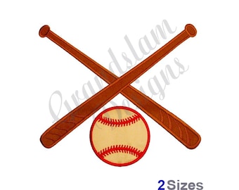 Crossed Baseball Bats Applique With a Baseball Machine Embroidery ...