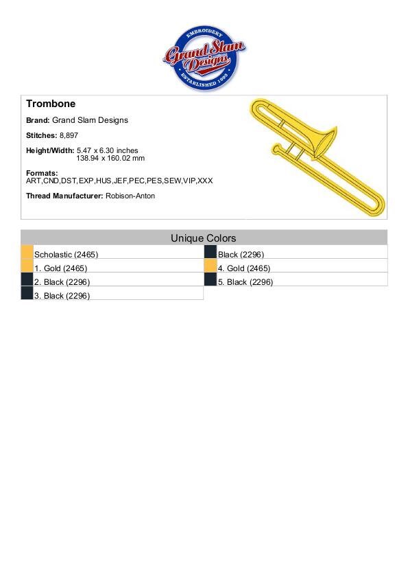 Trombone - Machine Embroidery Design - Etsy