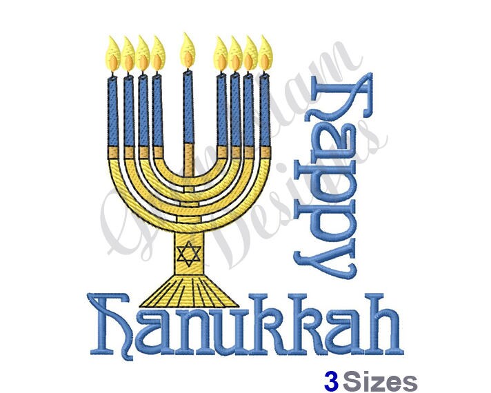 Menorah Happy Hanukkah Machine Embroidery Design | Etsy