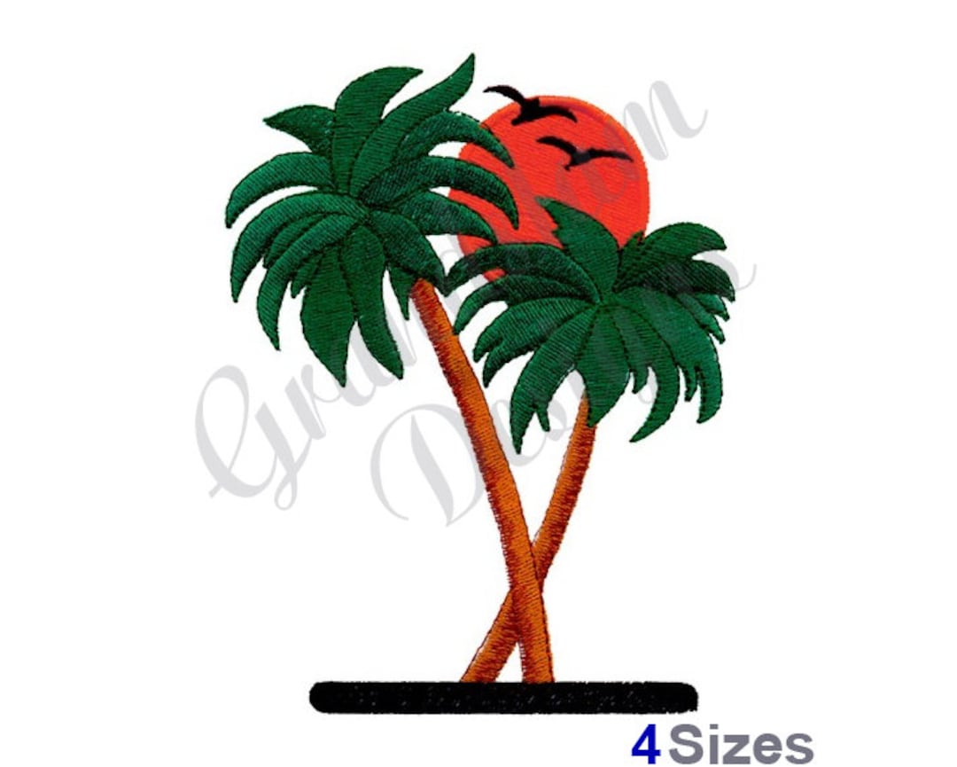 Palm Trees Sunset - Machine Embroidery Design - Etsy