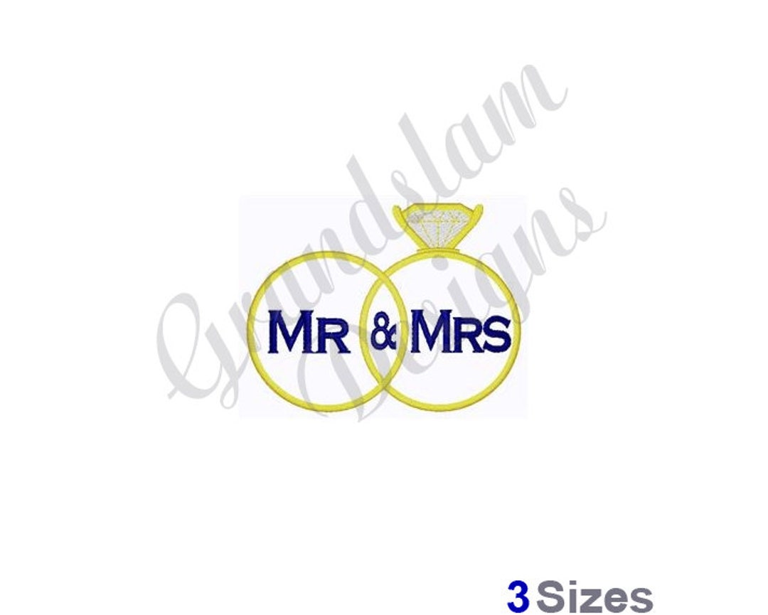 Mr & Mrs Wedding Rings - Machine Embroidery Design, Embroidery Designs ...