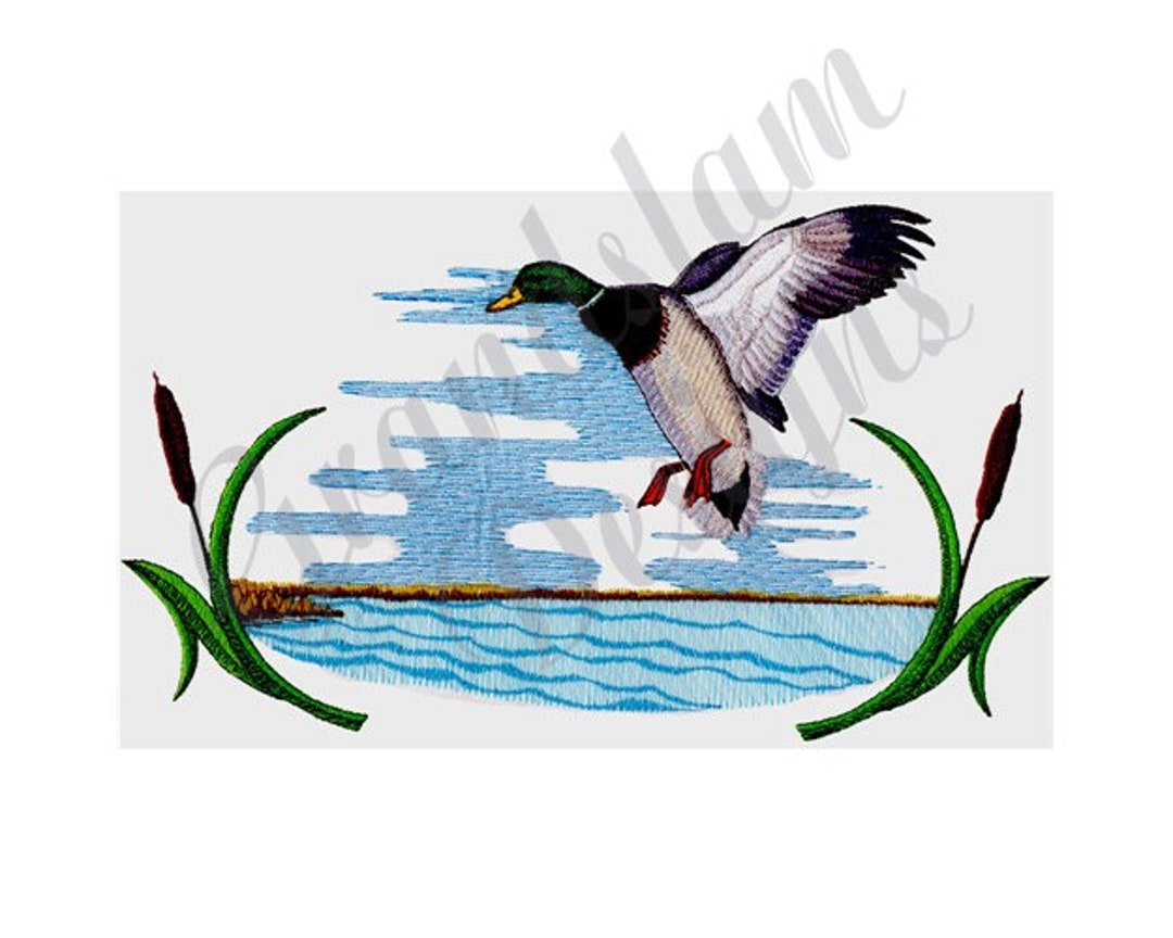 Mallard Duck Scene - Machine Embroidery Design, Embroidery Designs ...