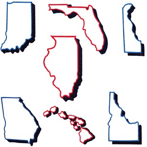 50 State Outlines in 2 Sizes - Machine Embroidery Design, Embroidery ...