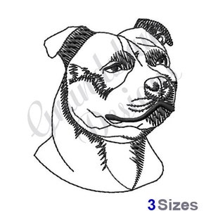 Staffy Dog Head Outline - Machine Embroidery Design, Embroidery Designs ...