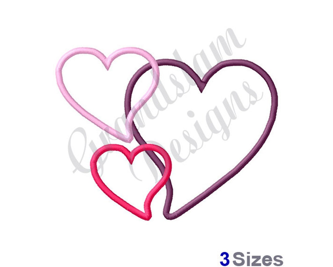 3 Hearts - Machine Embroidery Design - Etsy