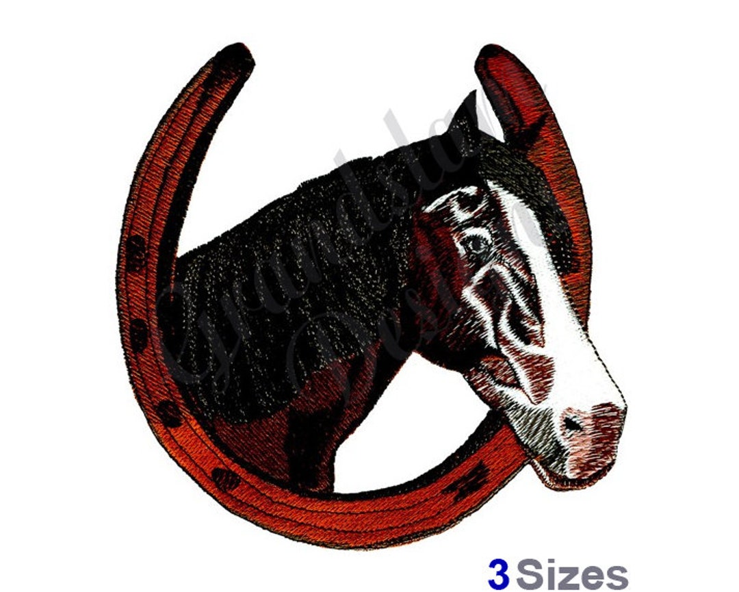 Horse in Horseshoe Machine Embroidery Design (instant Download) - Etsy