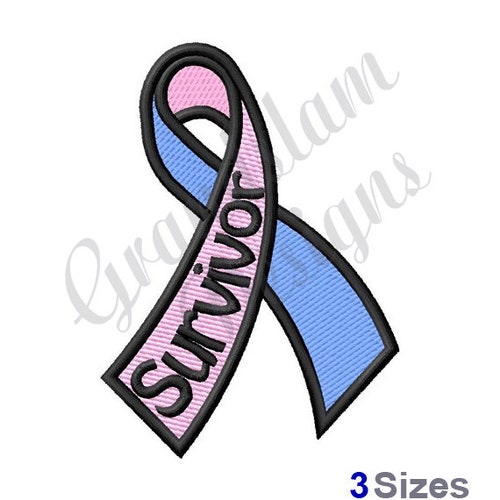 Heartbeat Embroidery Design. Cancer Awareness Ribbon - Etsy