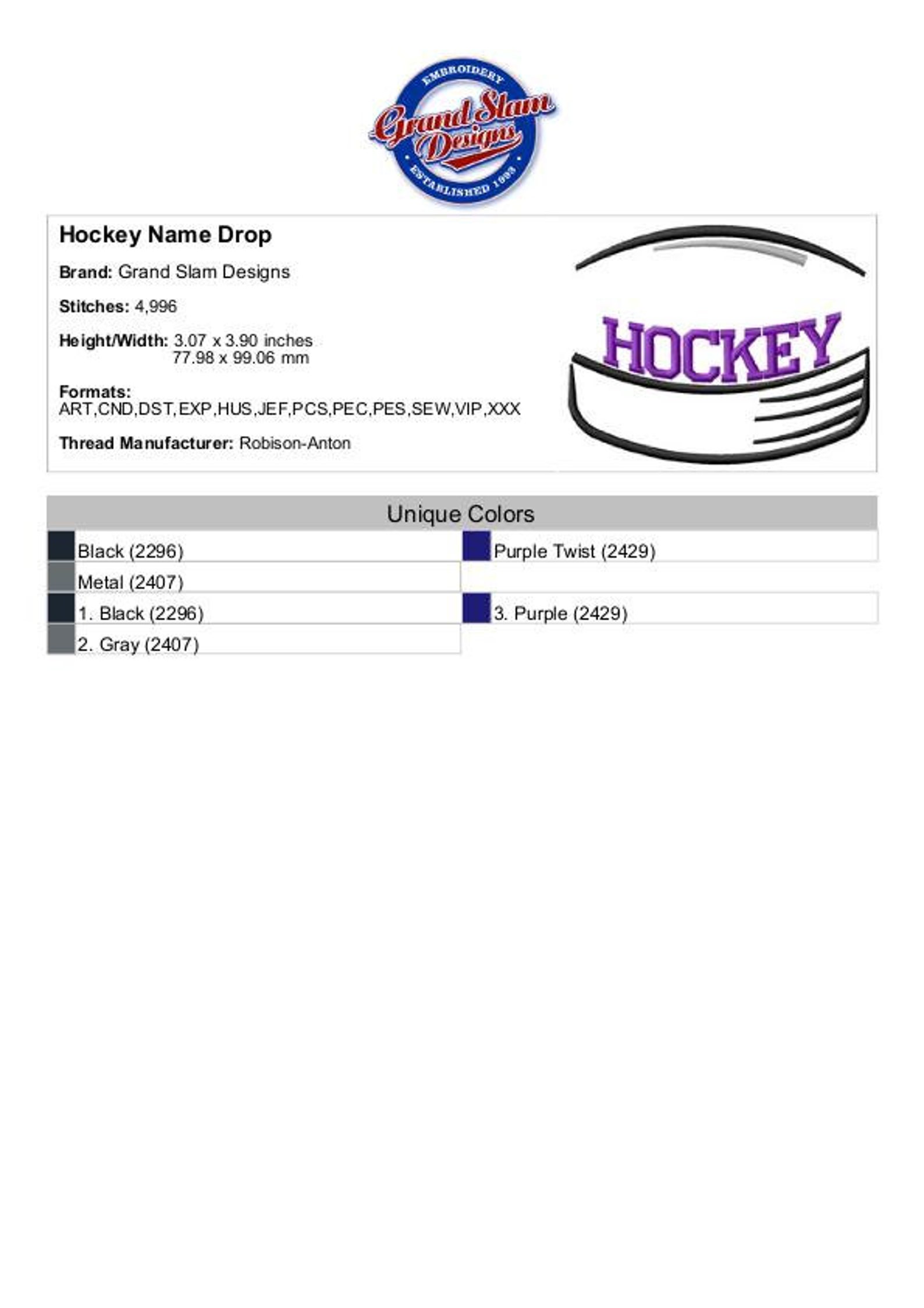 Hockey Puck Name Drop Machine Embroidery Design Embroidery - Etsy