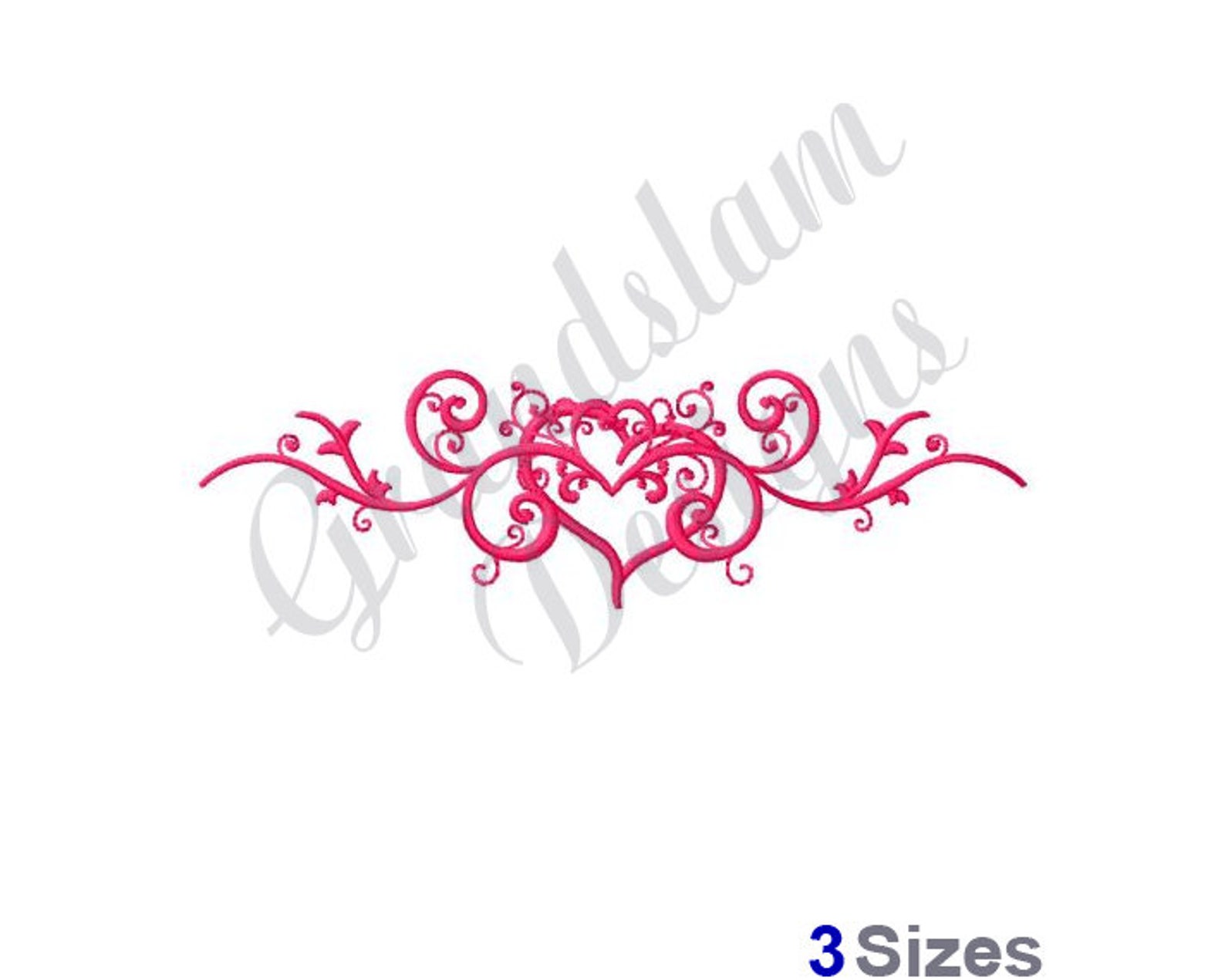Heart Scroll Machine Embroidery Design - Etsy