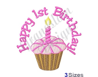 Happy First Birthday Cake Machine Embroidery Design, Embroidery Designs ...