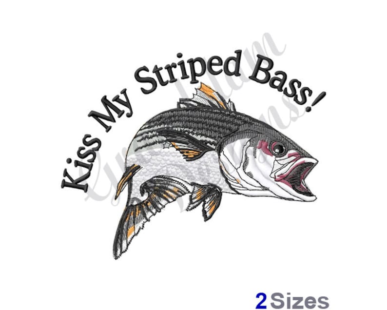 Kiss My Striped Bass - Machine Embroidery Design, Embroidery Designs ...