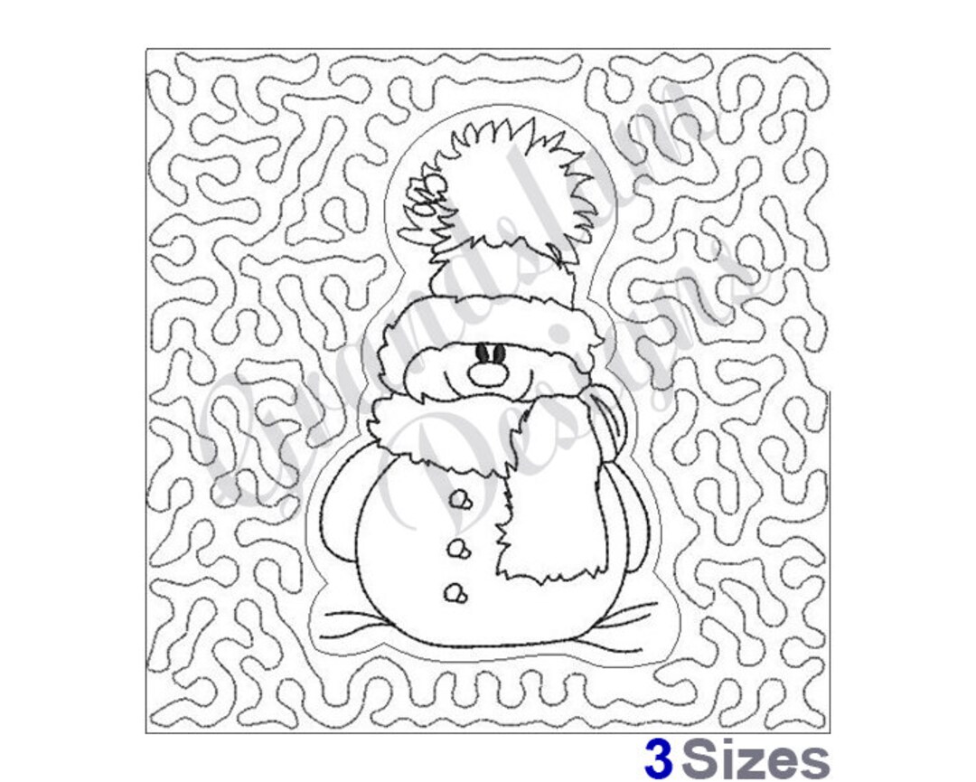Snowman Quilt Square – Machine Embroidery Design (digital Download) - Etsy
