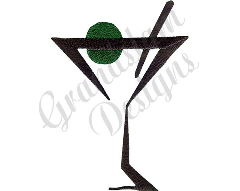 Martini Glass Machine Embroidery Design - Etsy
