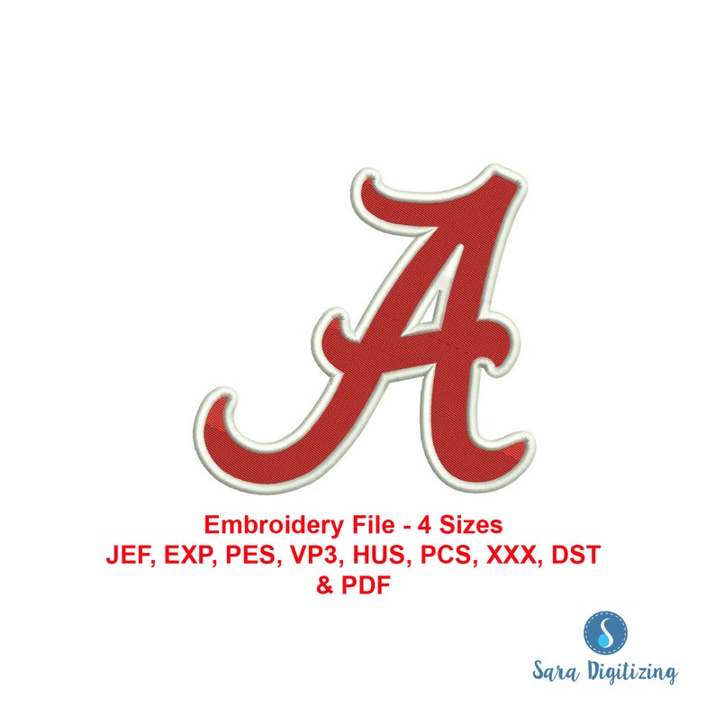 Alabama Machine Embroidery Design A Logo Football Embroidery | Etsy