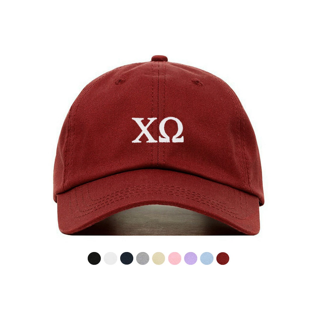 Chi Omega Letters Baseball Hat - Embroidered Baseball Cap // Sorority ...