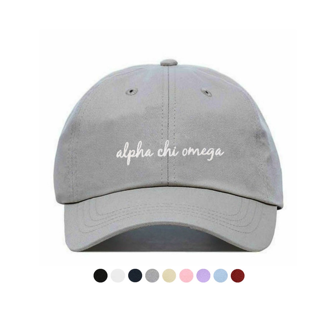 Alpha Chi Omega Script Baseball Hat - Embroidered Baseball Cap ...
