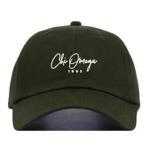Chi Omega Signature Baseball Hat - Embroidered Baseball Cap // Sorority ...