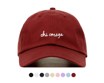 Alpha Chi Omega Script Baseball Hat Embroidered Baseball Cap - Etsy