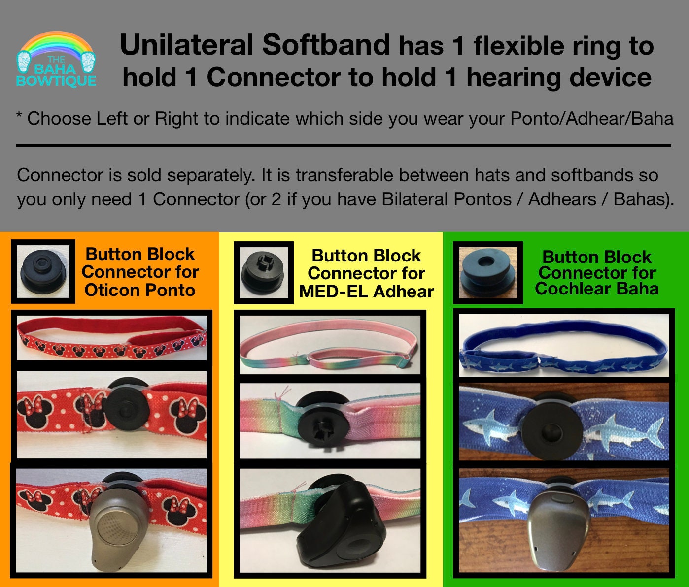 Black Softband for Baha/ponto/adhear (DIY or Assembled) Hearing Device ...
