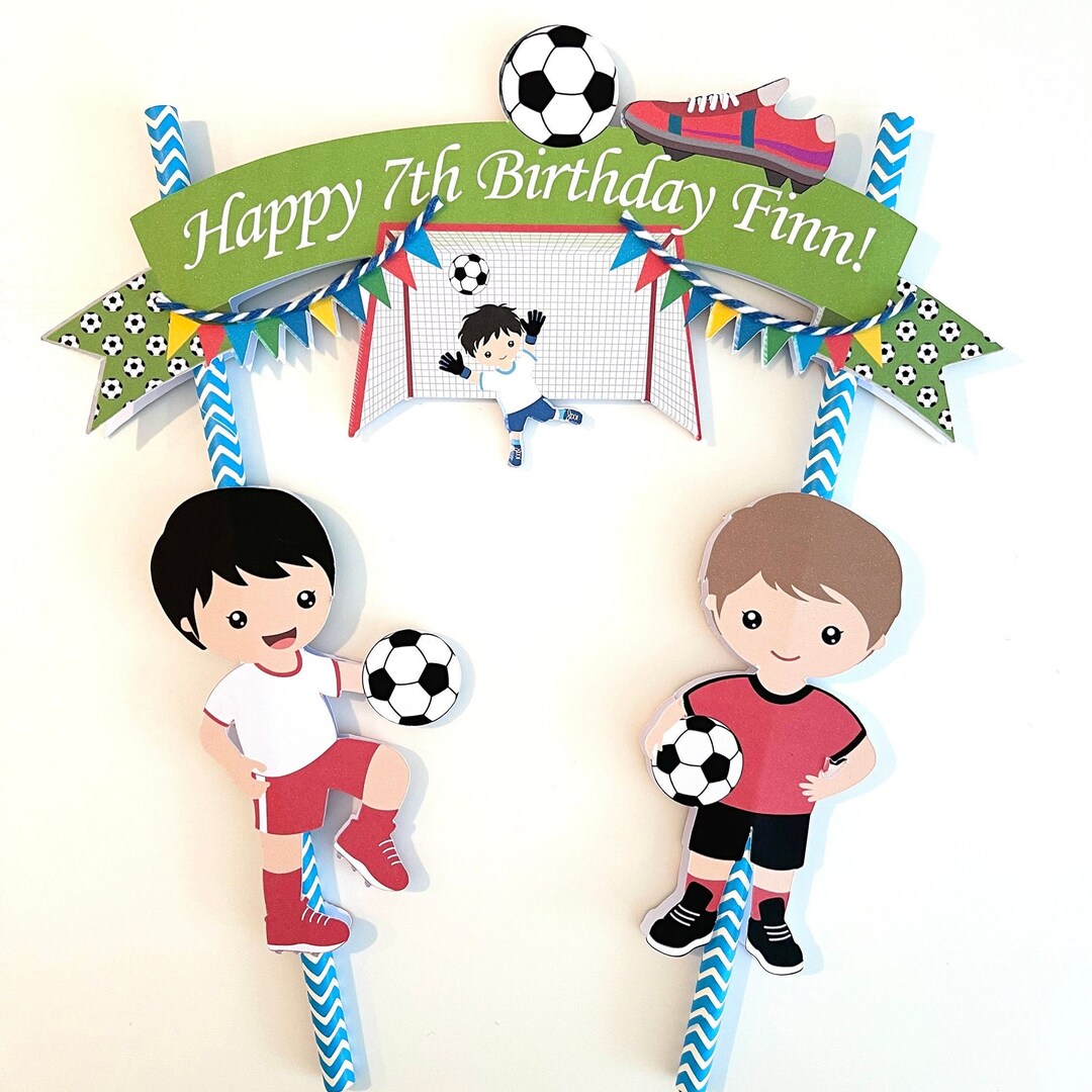 Personalised Football Cake Topper/ Soccer Birthday Party Cake/ Football ...